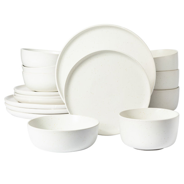Gibson Elite James Street 16 Piece Stoneware Matte Reactive Double Bowl Dinnerware Set & Reviews ...